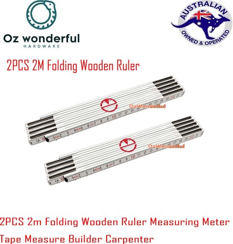 2PCS 2m Folding Wooden Ruler Measuring Meter Tape Measure Builder ...