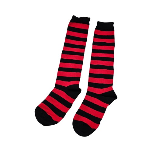 Girls Striped Knee Socks Dancing Fancy Dress Party Rainbow Red Black ...