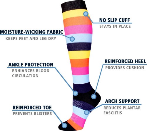 Double Couple 3 Pairs Compression Socks For Women Men 20-30mmhg Knee ...