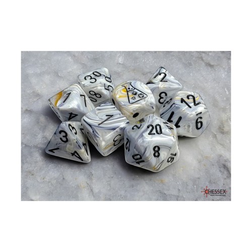Chessex Lab Dice Poly Set Marble Calcite w/Black (8) New 601982045456| eBay