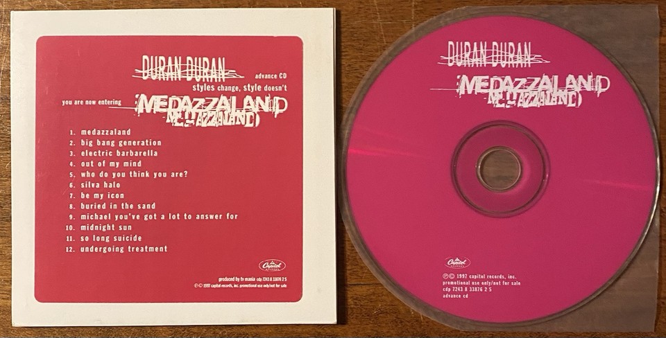 DURAN DURAN Medazzaland 1997 Capitol Records US Advance PROMO Only CD ...
