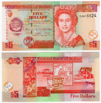 BELIZE P-67h 5 Dollars 2020 UNC | eBay