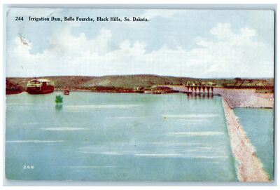 1910 Irrigation Dam Belle Fourche Boat River Black Hills South Dakota ...