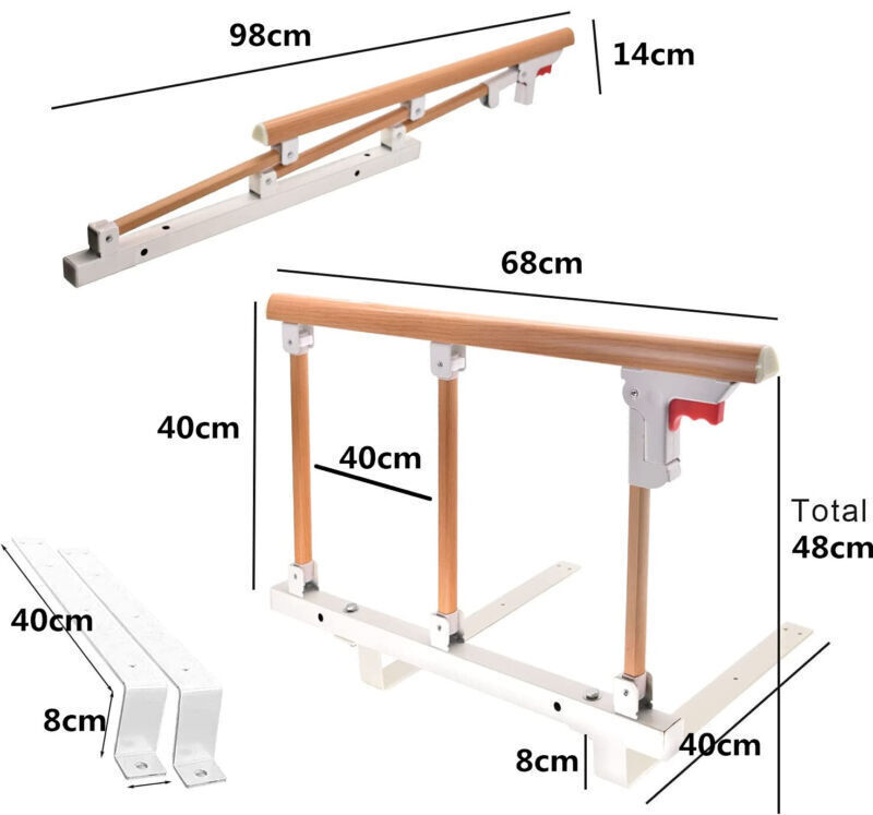3-Section Bed Rails Adult Safety Assist Handrail for Elderly Patient ...
