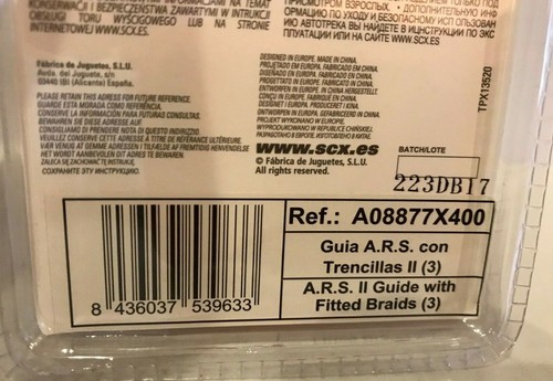 SCX 1/32 ARS II Guide w/ Fitted Braids for Slot Car A08877x400 Set of 3 ...