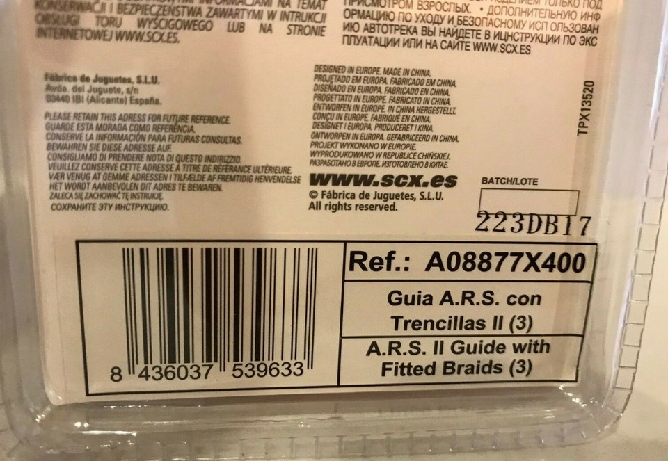 SCX 1/32 ARS II Guide w/ Fitted Braids for Slot Car A08877x400 Set of 3 ...