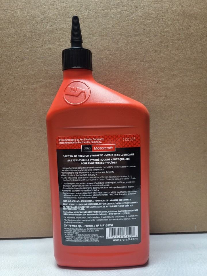 Motorcraft Rear Axle Oil Premium Synthetic Hypoid Gear Lubricant- XY ...