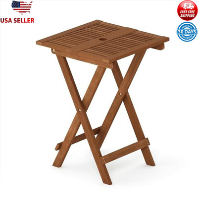 Hardwood Patio Folding Table Teak Oil Natural Large 20.1x28.5x20.1 ...