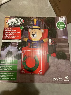 5 FT. ANIMATED AIRBLOWN INFLATABLE TEDDY BEAR IN BOX CHRISTMAS DECOR | eBay