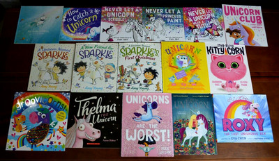 Set 16 UNICORN Picture Books Uni the Unicorn Thelma Sparkle Groovicorns ...