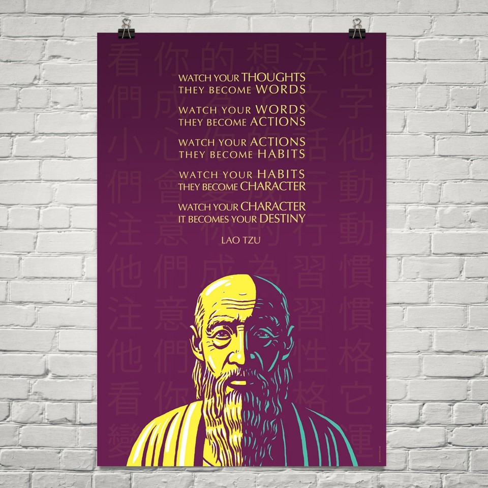 Lao Tzu Popular Inspirational Quote Wall Poster: Watch Your Thoughts 24 ...