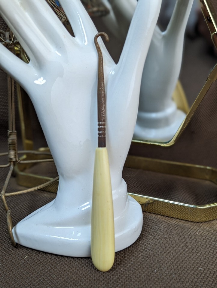 Vintage Shoe Button Hook Boot Celluloid Handle Ivory 5 1/4" Long ...