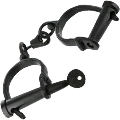 Hand Forged Pirate Handcuffs Iron Jailor Dungeon Shackles with Key | eBay
