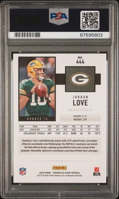 2020 Panini Chronicles Score Update Rookies Jordan Love PSA 10 GEM MT ...