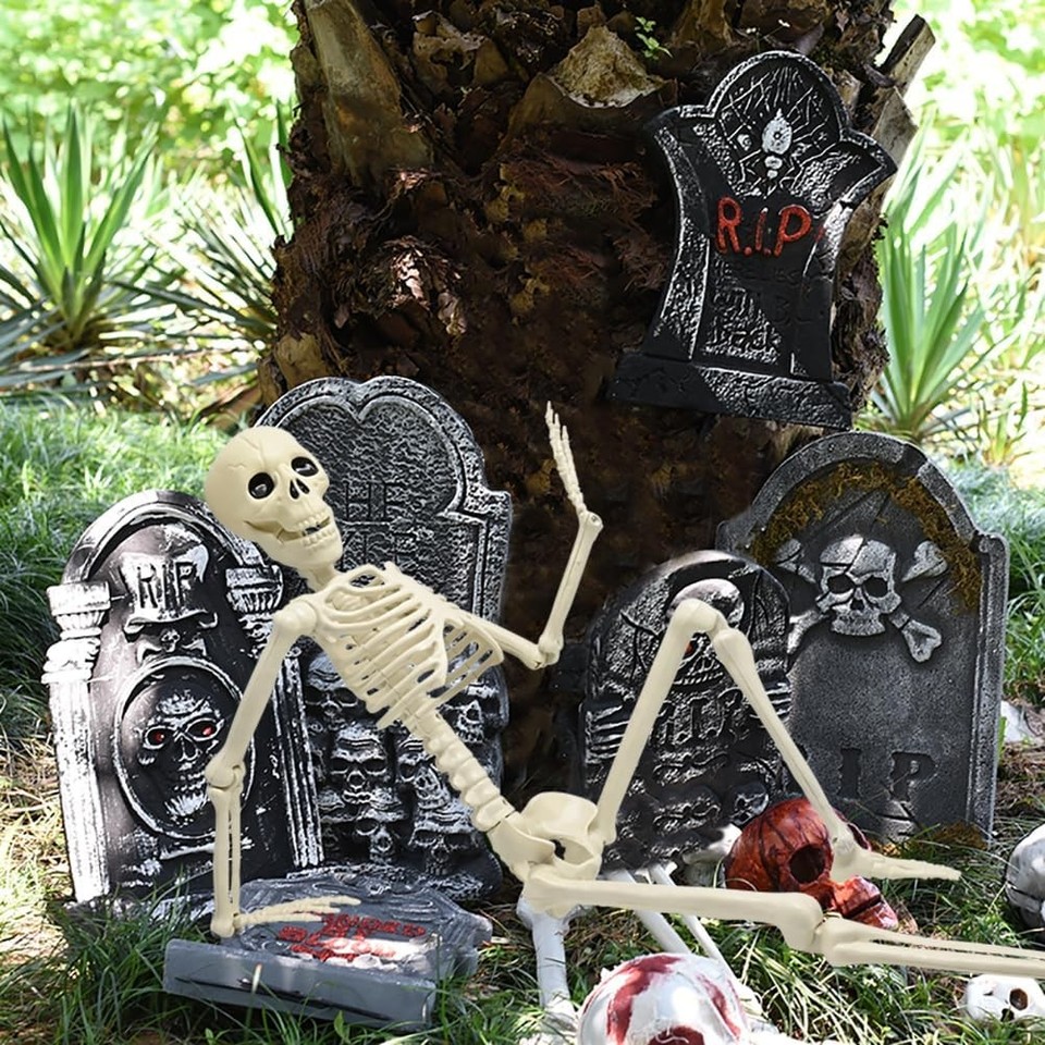 6Ft Skeleton Halloween Decor,Realistic Full Body Movable Posable Joints ...