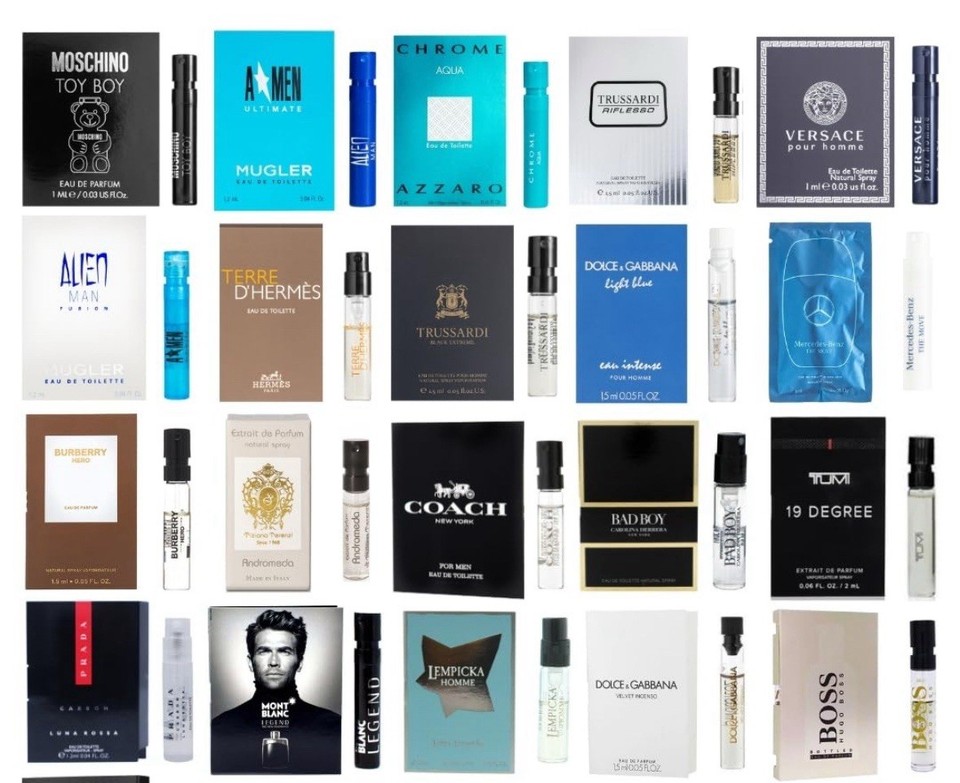 Men's perfume sampler set - Designer perfume sample Lot x 35 assorted ...