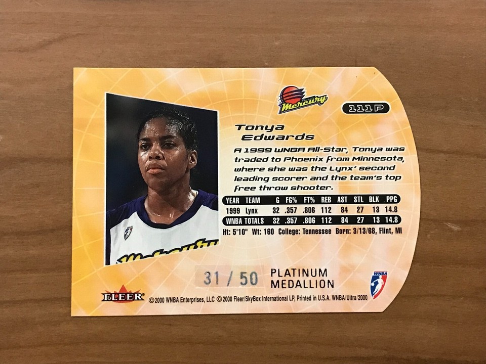 2000 Fleer Ultra Platinum Medallion Tonya Edwards 31/50 #111P ...