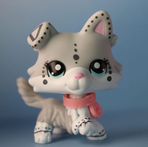 Custom LPS Grey Collie Dog H005 Spotted Puppy with Collar Rare Little ...