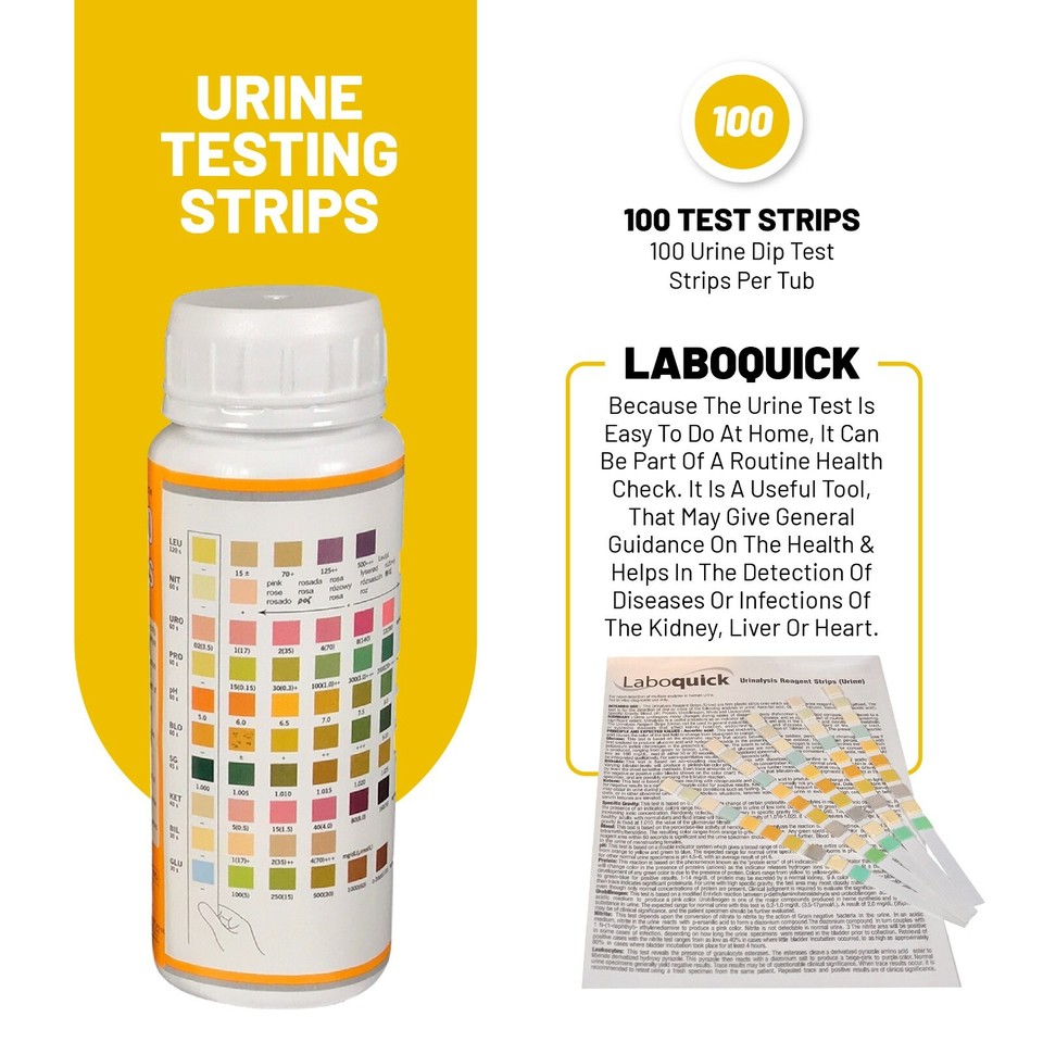 100 x Urine Strips 10 Parameter Urinalysis Dipsticks UTI Infection, Ph ...