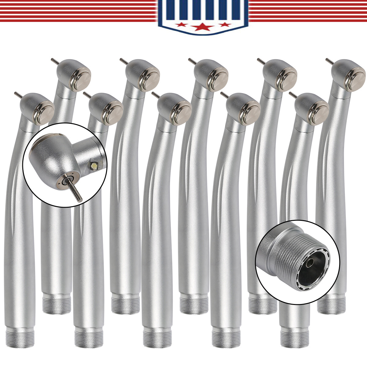 1-10 Turbina Dental LED Light Fiber Optic High Speed Handpiece 2 Holes ...