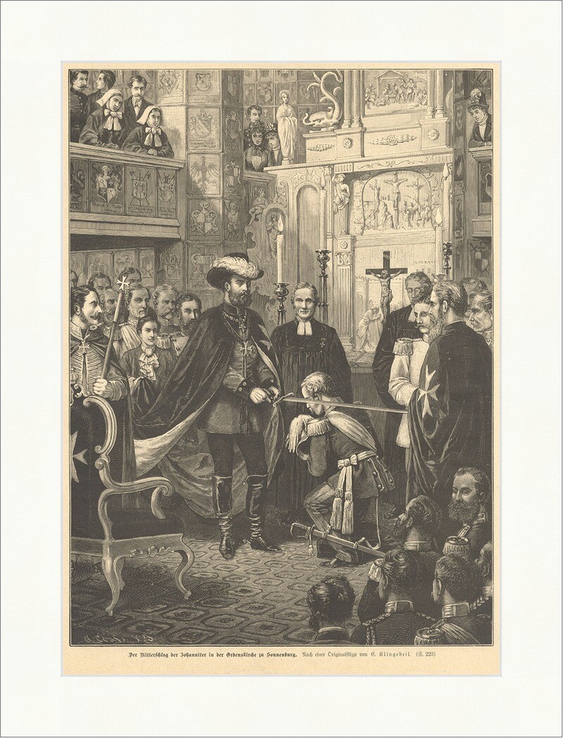Der Ritterschlag der Johanniter Sonnenburg Holzstich E 15579 | eBay.de