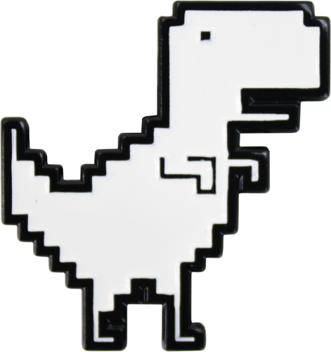 47172 White 8-Bit T-Rex Dinosaur Animal Cute Enamel Pin Badge Button ...