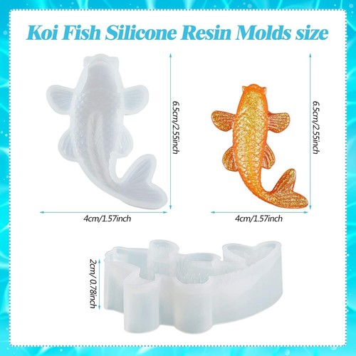 3Pcs Silicone Koi Fish Resin Molds Goldfish DIY Pendant Fish Fondant ...