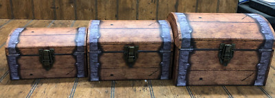 New Open Box 3 Pc. Nesting Paperboard Pirate Treasure Chest Set Party ...