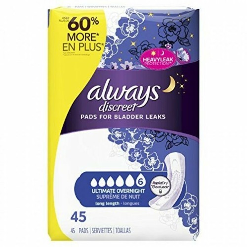 Always Discreet Ultimate Long Length Incontinence Pads 45 Count ...
