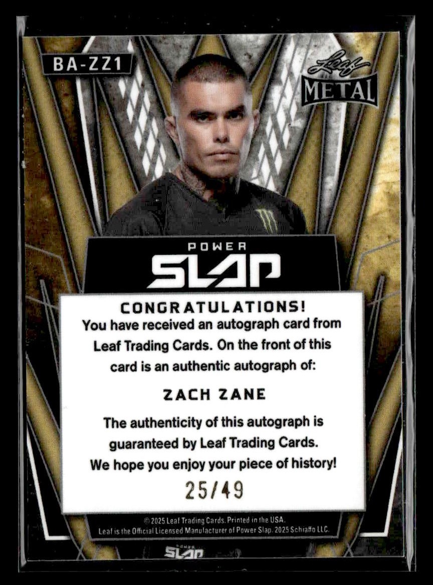 2025 Leaf Metal Power Slap - Autographs Zach Zane #BA-ZZ1 Silver ...