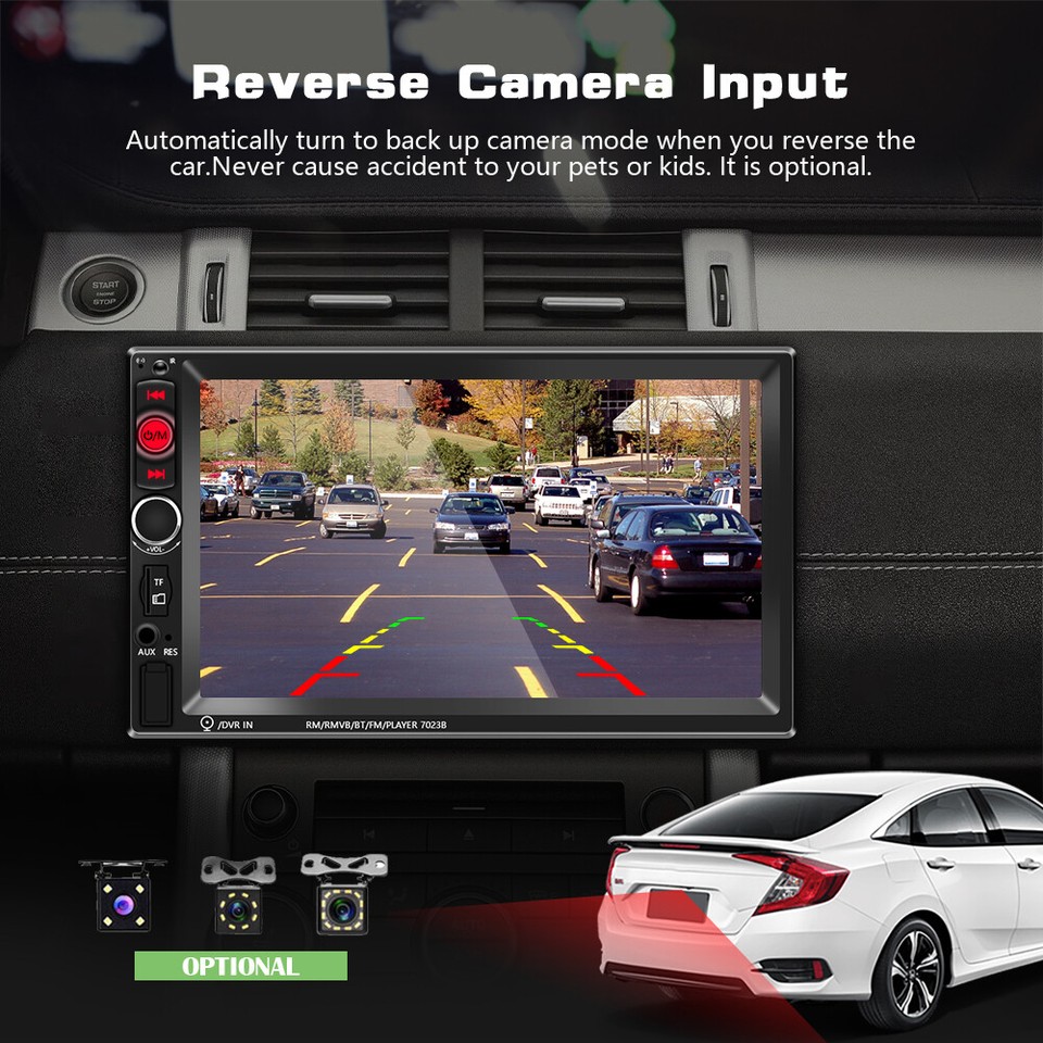 2DIN 7'' Car Radio Stereo MirrorLink Bluetooth USB/TF/AUX/Remote ...