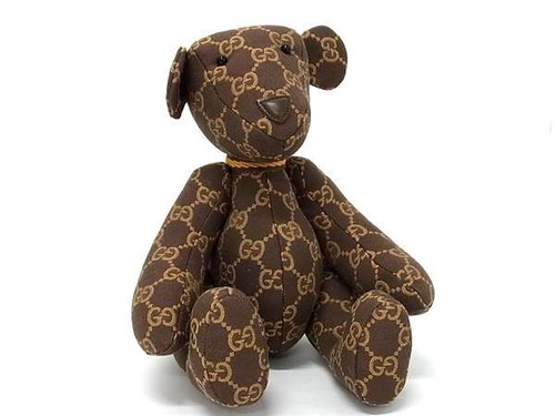 Gucci Teddy Bear Plush Toy GG Logo Canvas Cotton Color Brown No Box ...