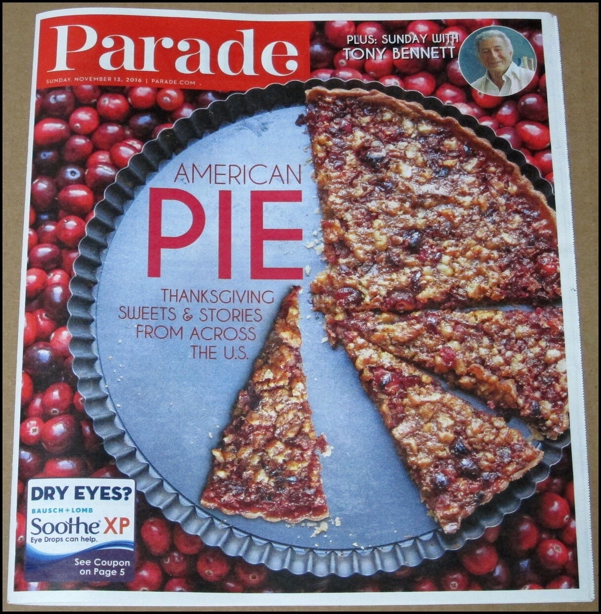 11/13/2016 Parade Newspaper Magazine Thanksgiving American Pie Tony ...