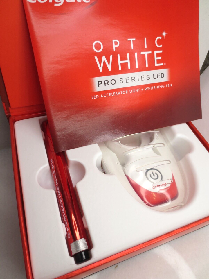 COLGATE OPTIC WHITE PRO SERIES LED DEVICE LIGHT TEETH WHITENING SET EXP ...