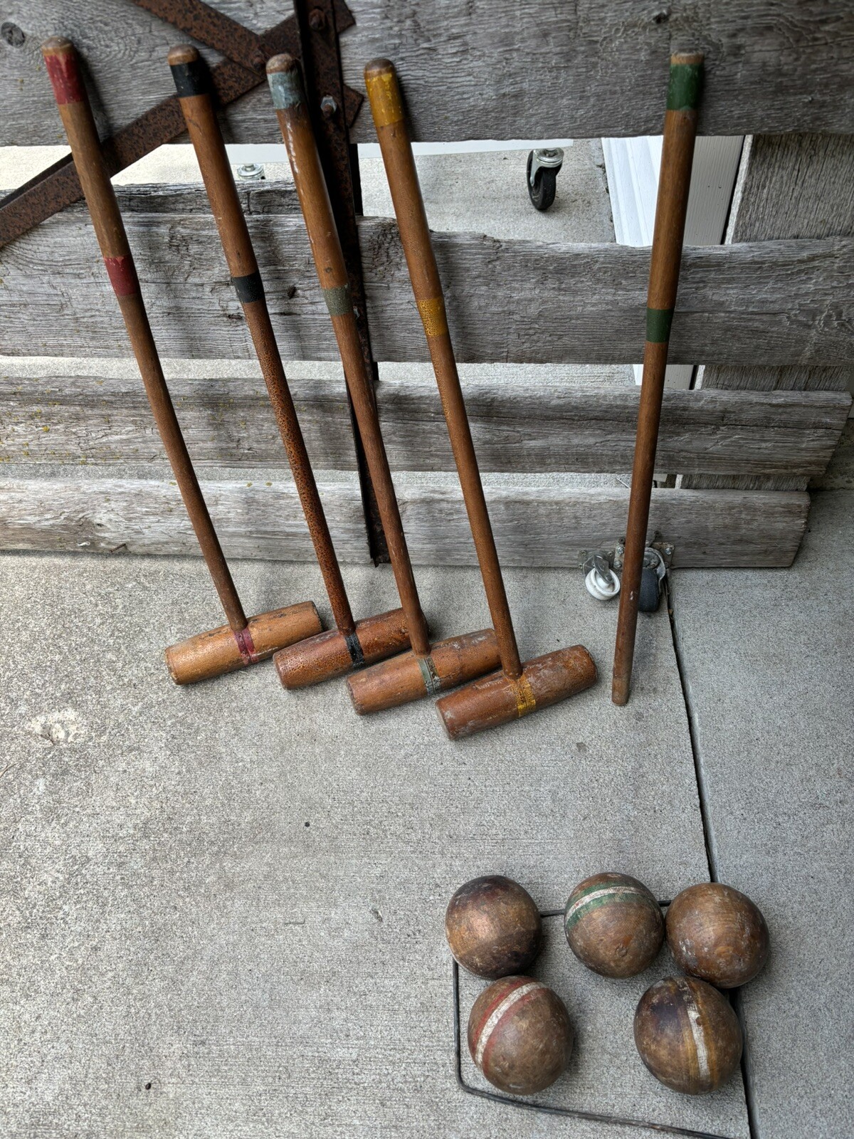 Antique Wooden 24” Croquet Set - Vintage Set of 4 W/ Extra Ball | eBay