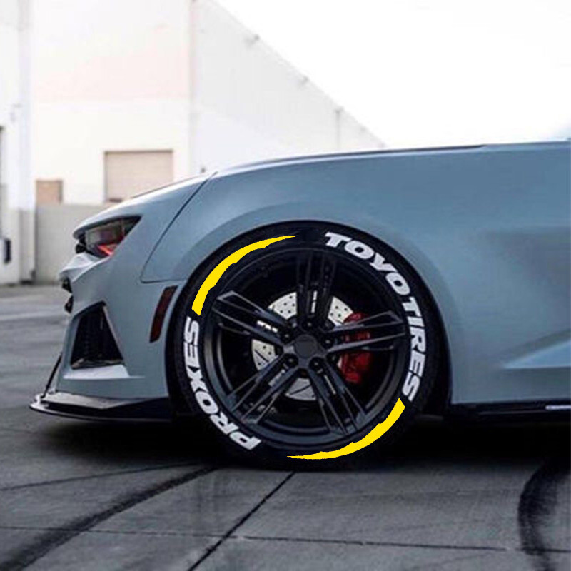 Tire Lettering Sticker TOYO TIRES PROXES 1.20" 15"-24" W/ Yellow Lines ...