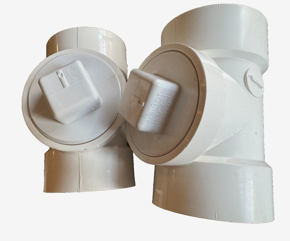 2 -PERMAFIT NSF DWV 35319 3 in. PVC Cleanout Plug Tees w/ Plugs | eBay