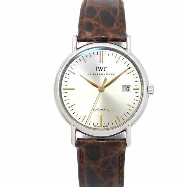 IWC Portofino Silver Men's Brown Leather Watch - IW356303 for sale ...