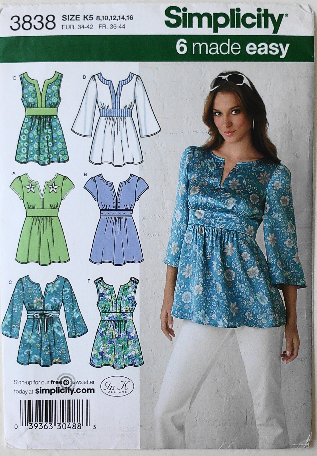 6 Made Easy Simplicity 3838 Misses' Tunic With Sleeve & Trim Variations ...