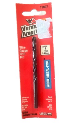 Vermont American 11807 #7 Wire Gauge Drill Bit .2010 5.11 mm Wood Metal ...