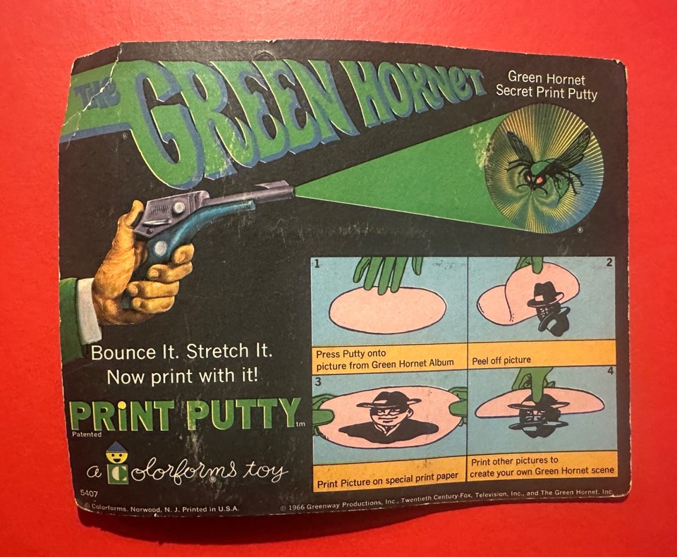 The Green Hornet Vintage Print Putty 1966 Sealed! Van Williams Bruce ...