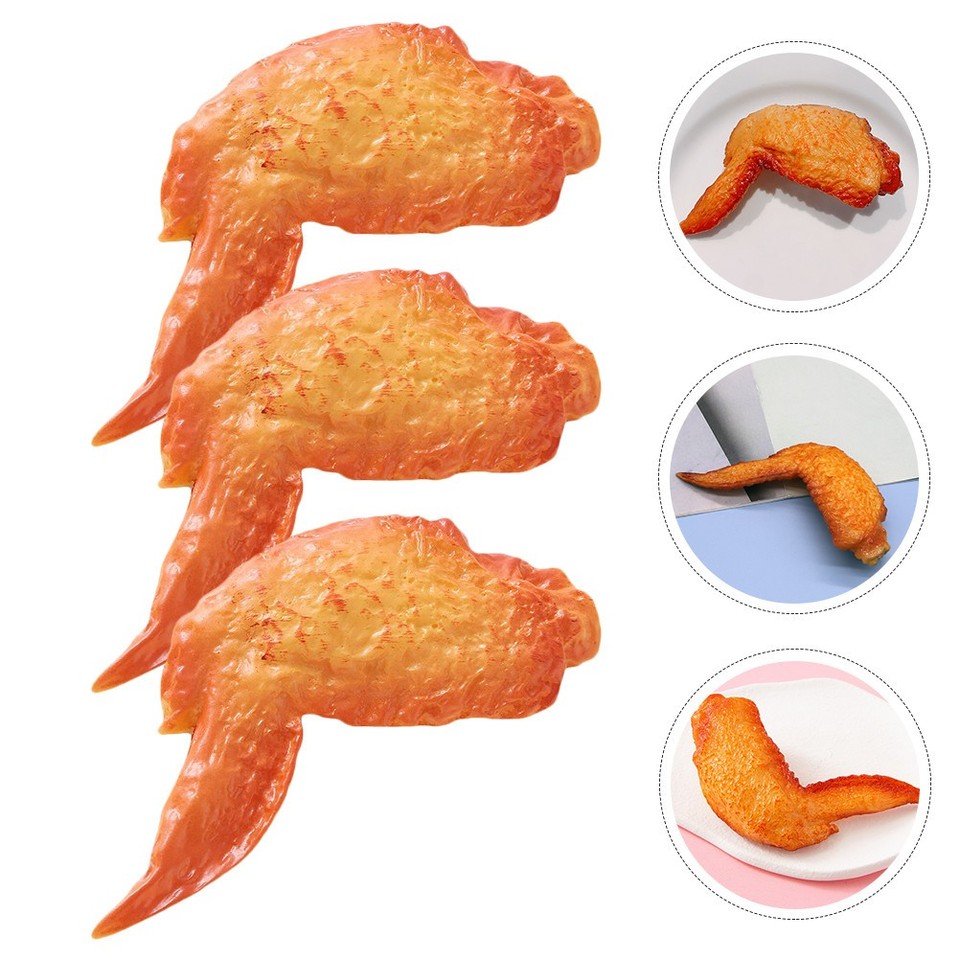 3Pcs Fake Roasted Chicken Wing Prop Decorative Baked Chicken Wing ...