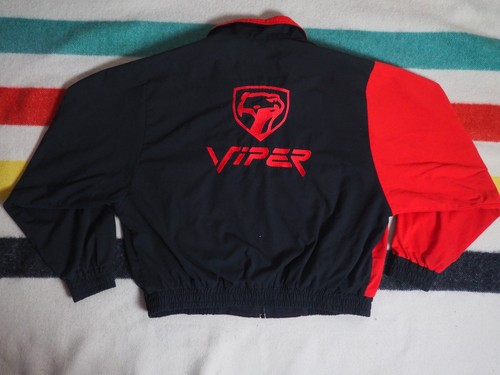 VTG 80s 90s Ashley Dodge Viper Muscle Car Logo Red Black Zip Jacket ...