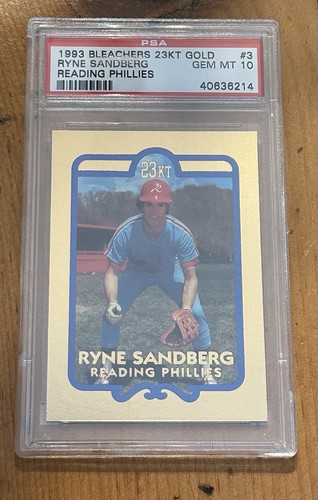 1993 Bleachers Ryne Sandberg 23kt Gold #3 Reading Phillies / 10,000 PSA ...
