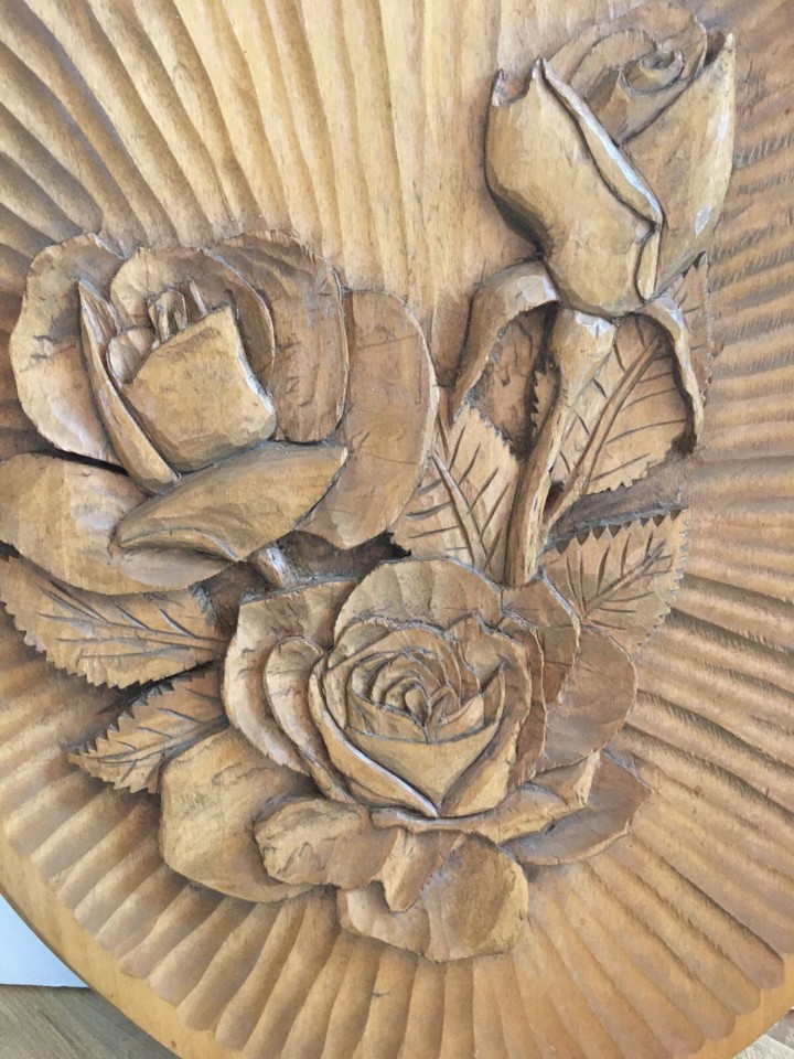Vintage Hand Carved Wood Rose Rustic Wall Art signed and dated | eBay
