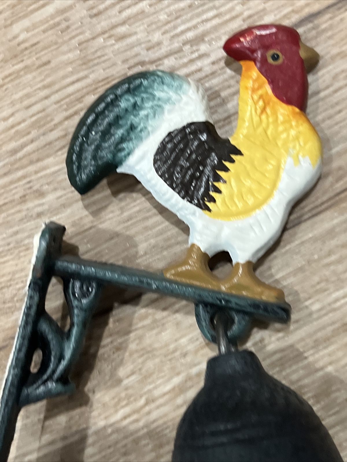 Antique Cast Iron Rooster Door Bell Ringer Wall Mount Clapper Farmhouse ...