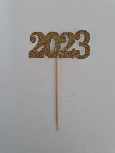 6 X 2023 Happy New Year Cupcake Toppers Gold Glitter Card | eBay UK