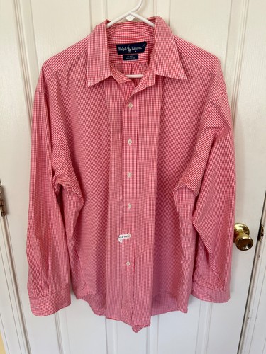 Ralph Lauren Melon Pink & White Checked Blake Buttonup Size L e2 | eBay