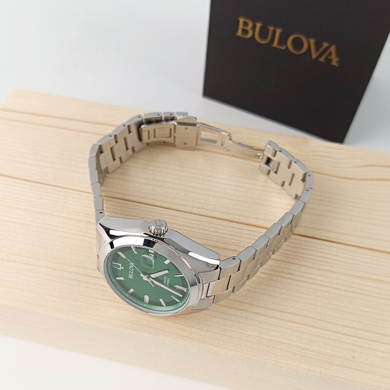 Bulova Surveyor Classic Men's Green Dial 96B429 Automatic Chronograph ...
