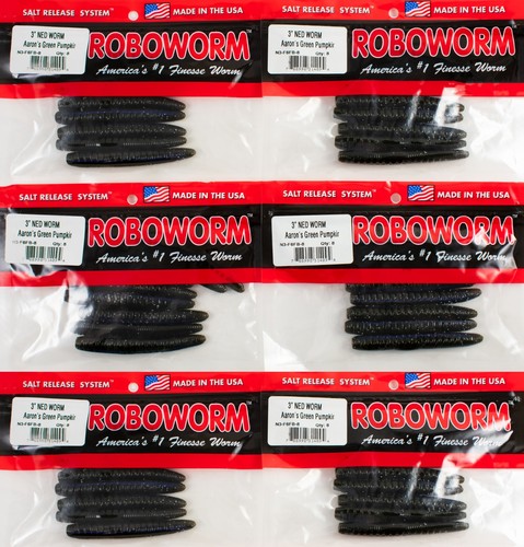 (LOT OF 6) ROBOWORM NED WORM 3" N3-F6FB-8 AARONS GREEN PUMPKIN F7401 | eBay